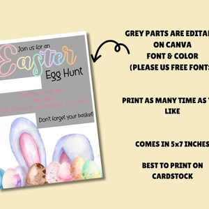 EDITABLE Easter Egg Hunt Invitation, Easter Party Invite, Easter Egg ...