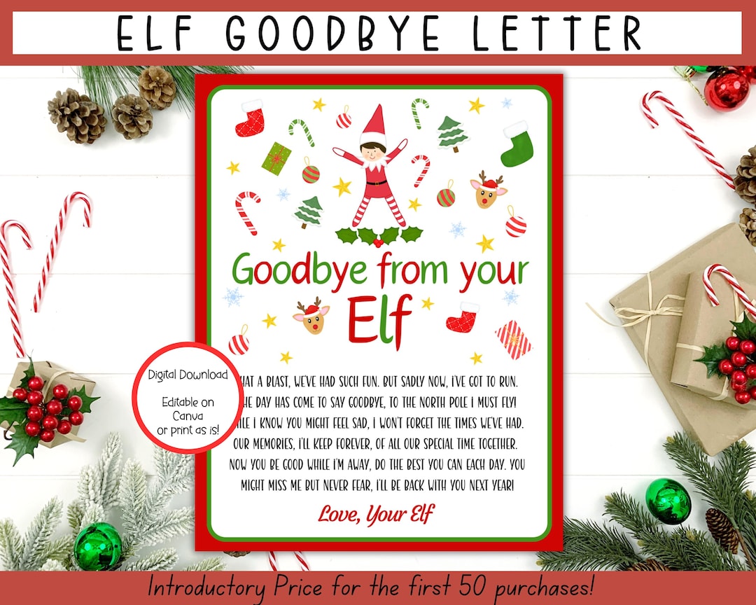 EDITABLE Elf Goodbye Letter, Elf Departure Letter, Elf Farewell Letter ...