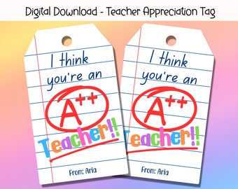 Teacher Appreciation Gift Tags Printable, Teacher Thank You Gift Tag ...