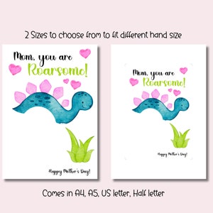 Mother's Day Printable, Dinosaur Handprint Art Bundle, Mothers Day Gift ...