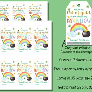 EDITABLE St Patrick's Gift Tag, St Patricks Day Gift, Rainbow St ...