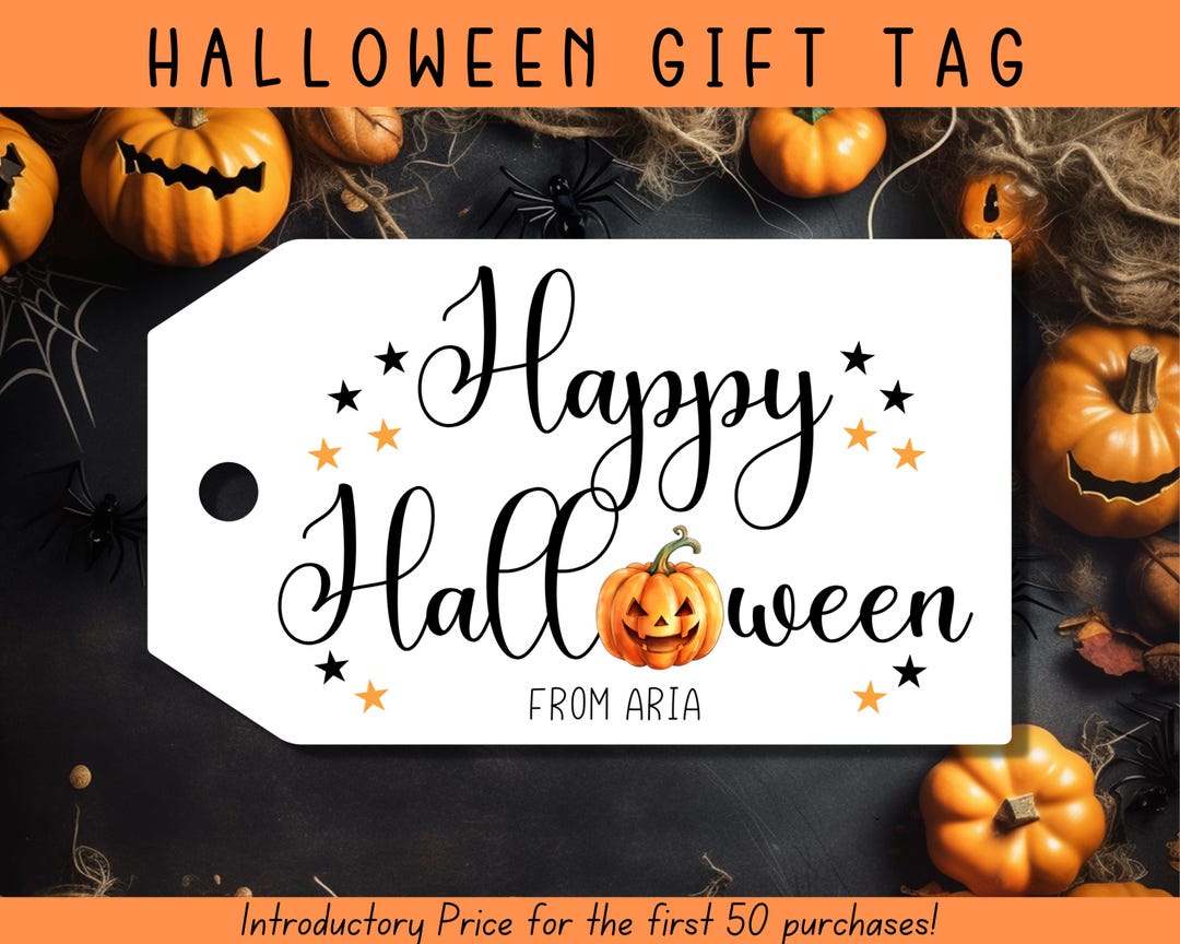 EDITABLE Halloween Gift Tag, Halloween Favor Tag, Trick or Treat Favor ...