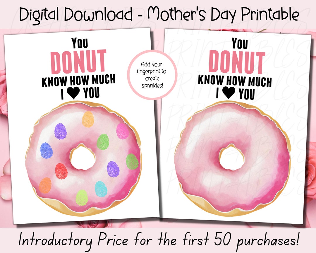 Mother's Day Printable Donut Fingerprint Art Mothers Day - Etsy