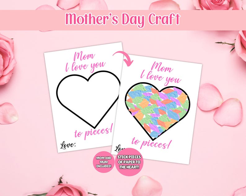 Mothers Day Printable, Mom I Love You to Pieces, Mothers Day Gift, Card ...