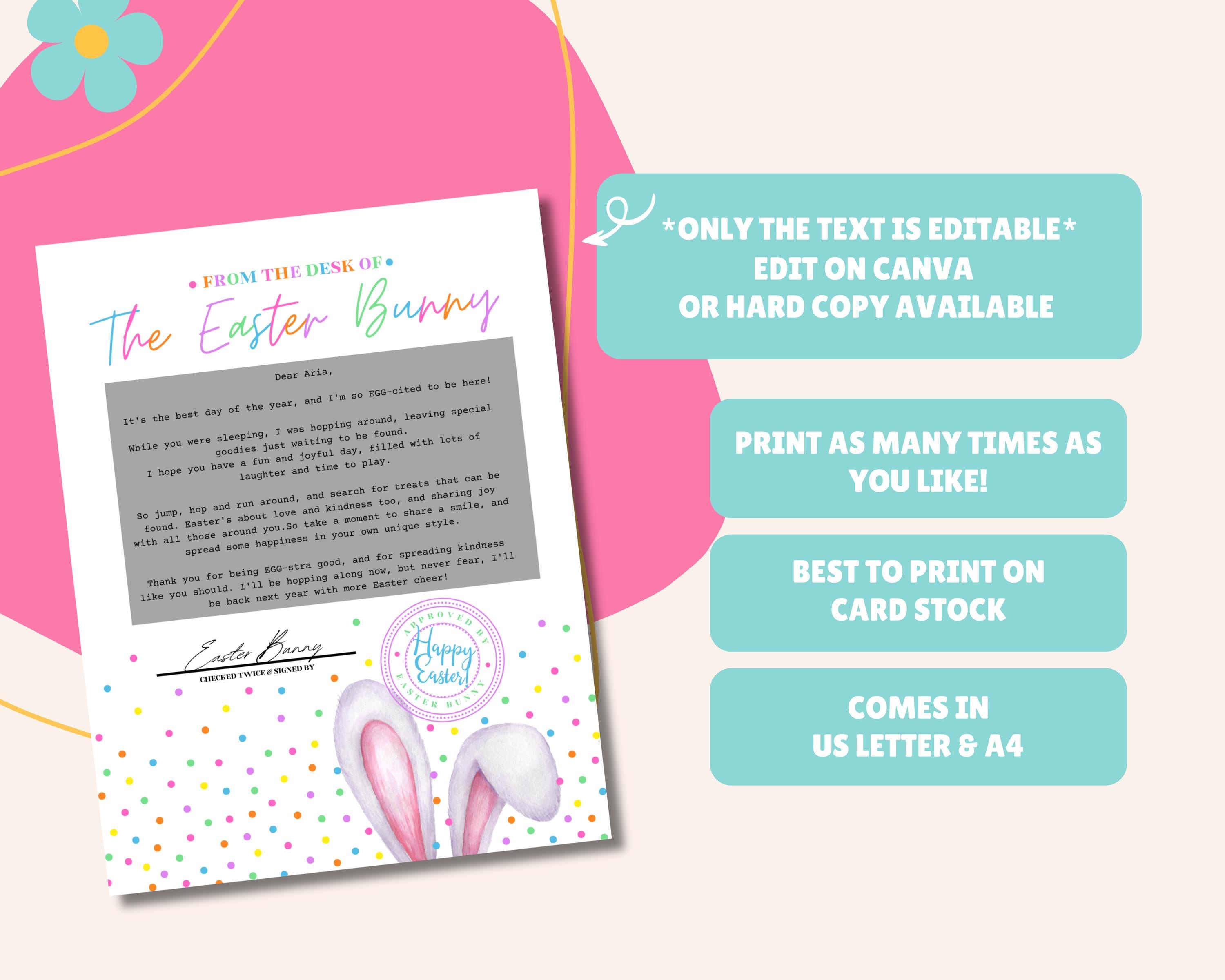EDITABLE Letter From Easter Bunny, Colorful Printable Easter Letter ...