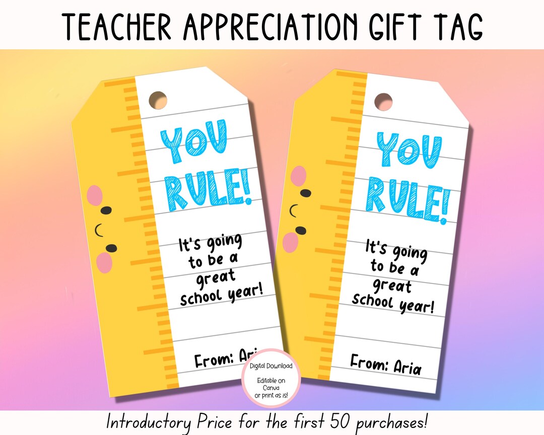 EDITABLE You Rule School Gift Tag, Back to School Gift Tag, Teacher ...