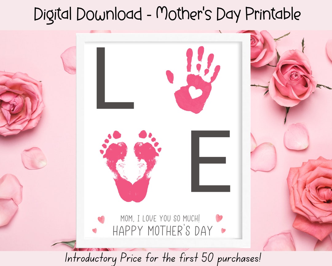 Mother's Day Printable, Mother's Day Handprint Art Mothers Day Gift ...