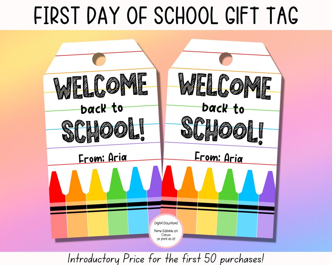 EDITABLE School Gift Tag, Back to School Gift Tag, Teacher Thank You ...