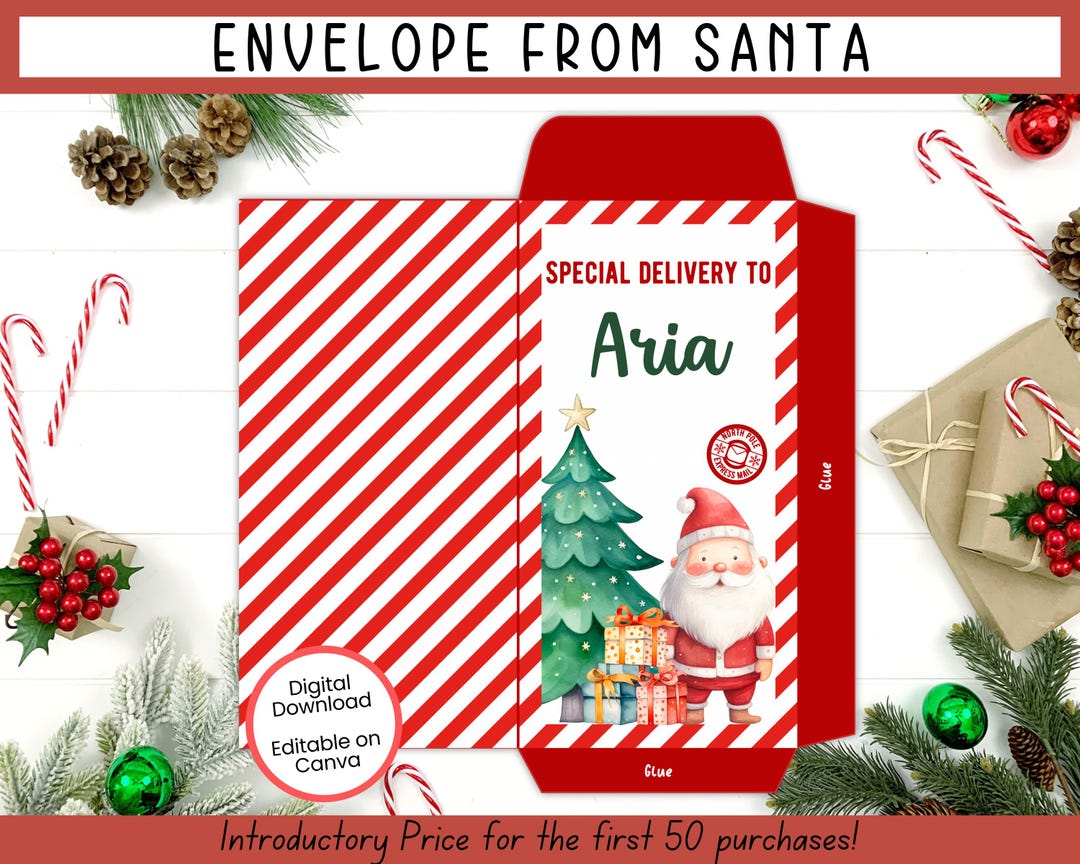 EDITABLE Santa Envelope Template, Letter From Santa Envelope, Letter to ...