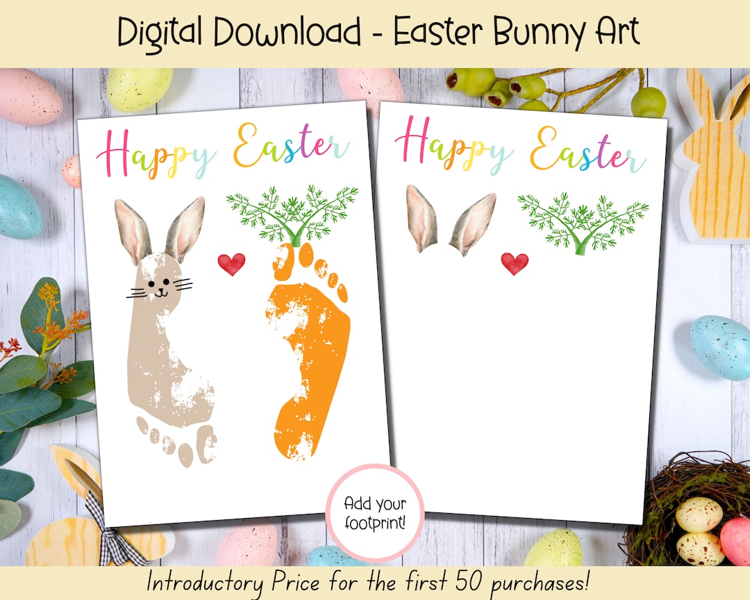 Easter Bunny Craft, Footprint Art, Babys First Easter, Easter Footprint ...