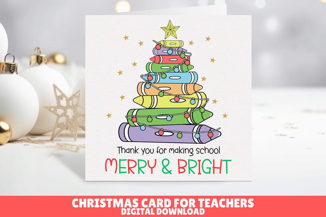 Printable Christmas Teacher Appreciation Card, Teacher Christmas Gift ...