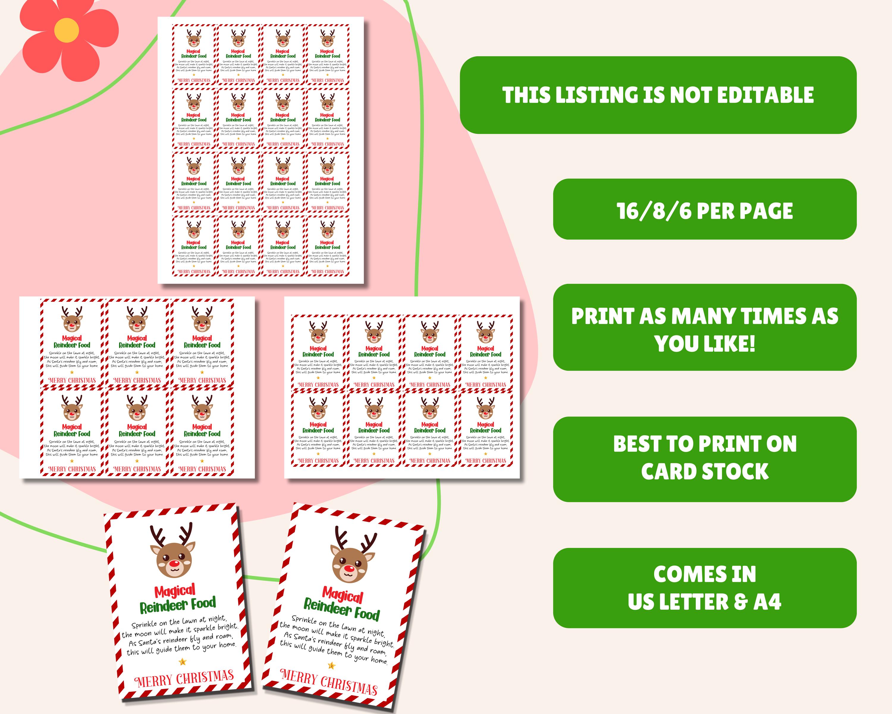 Magic Reindeer Food Tags, Reindeer Food, Printable Magic Reindeer Food ...