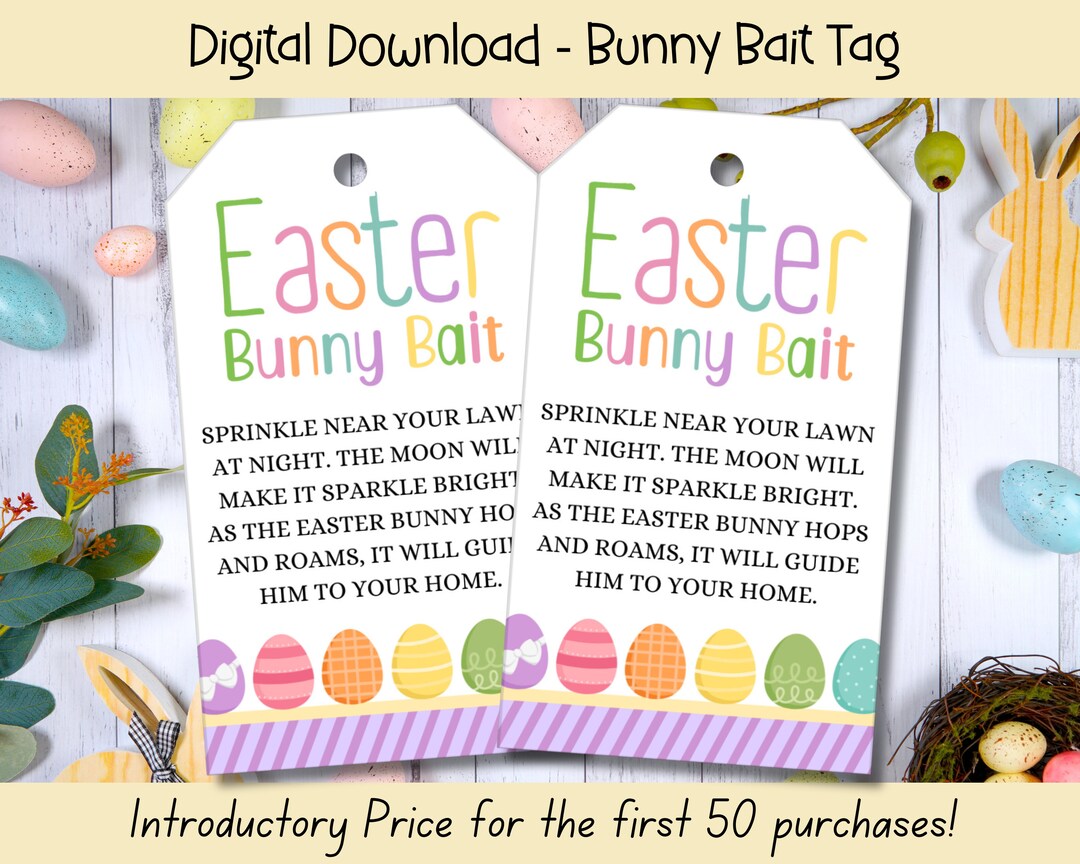 Easter Bunny Bait Tag, Easter Gift Tags, Easter Printables, Easter ...