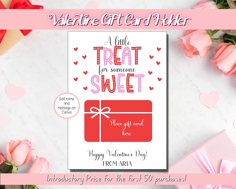 EDITABLE Teacher Valentine Gift Card Holder, Valentines Day Teacher ...