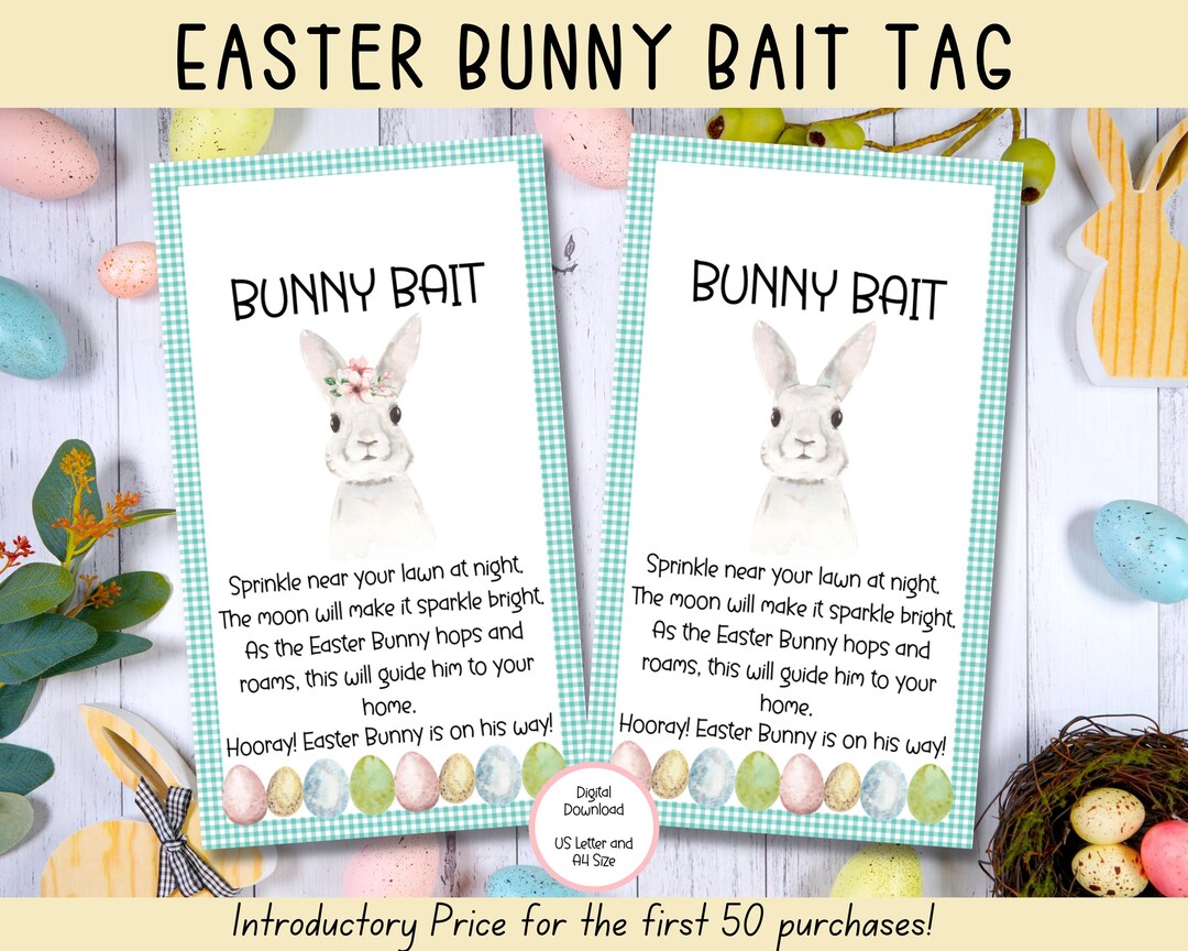 Easter Bunny Bait Tag, Easter Gift Tags, Easter Printables, Easter ...