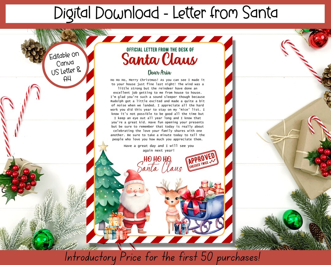 EDITABLE Letter From Santa, Printable Santa Stationary, Official Santa ...