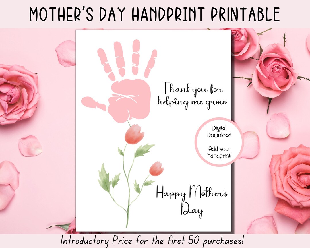 Mother's Day Printable, Mother's Day Handprint Art Mothers Day Gift ...