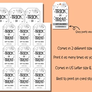 EDITABLE Halloween Gift Tag, Halloween Favor Tag, Trick or Treat Favor ...
