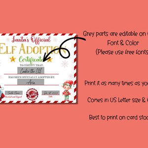 EDITABLE Elf Adoption Certificate, Letter From Your Elf, Elf Arrival ...