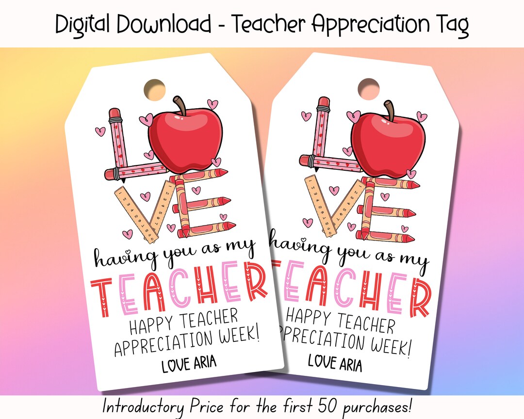 EDITABLE Teacher Appreciation Gift Tag, Staff Appreciation Tag, Teacher ...