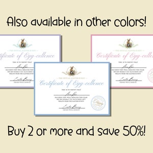 EDITABLE Certificate From Easter Bunny, Blue Printable Easter Bunny ...