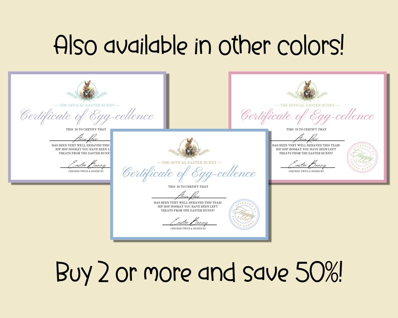 EDITABLE Certificate From Easter Bunny Blue Printable Easter - Etsy
