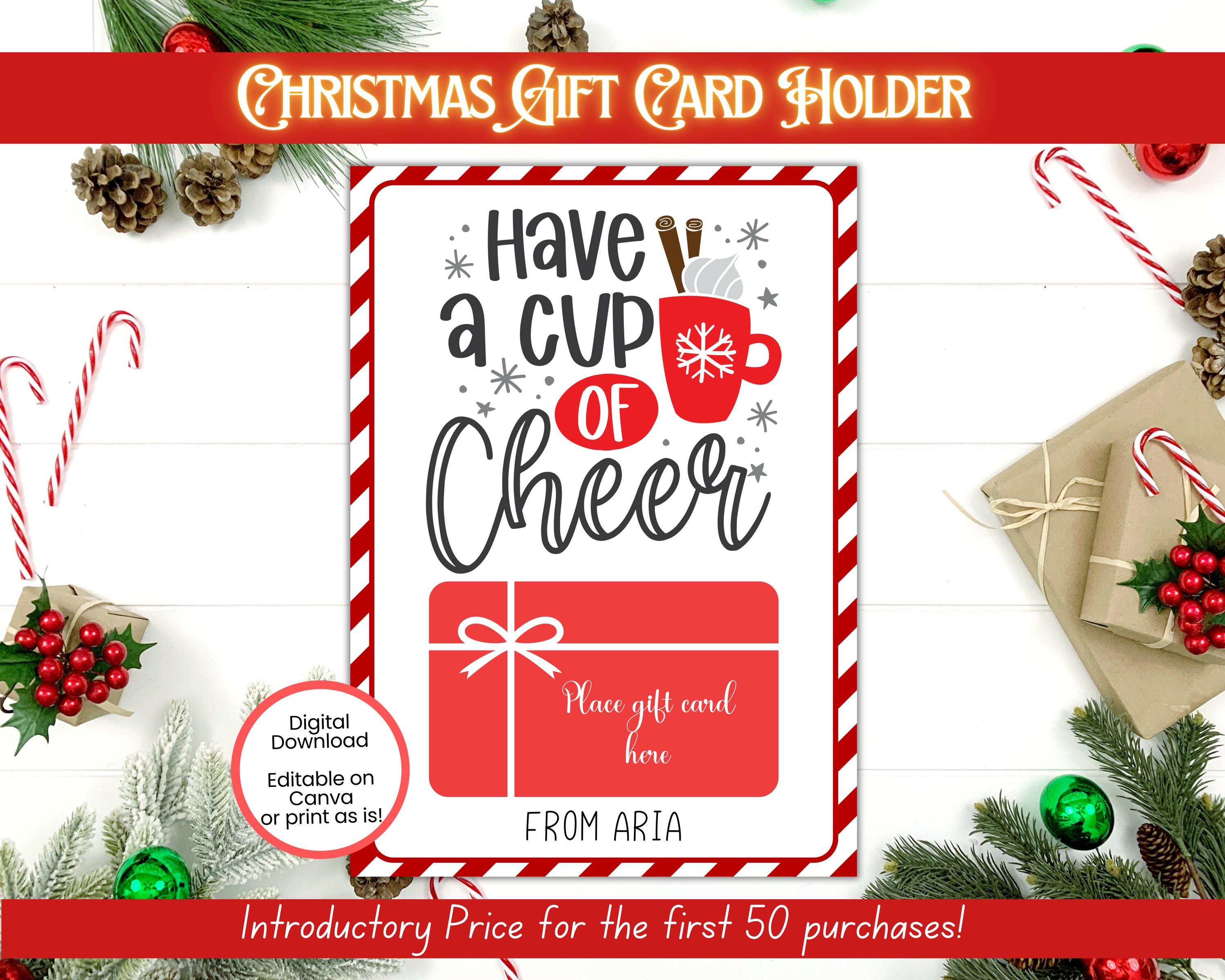 EDITABLE Printable Christmas Gift Card Holder, Teacher Christmas Card ...