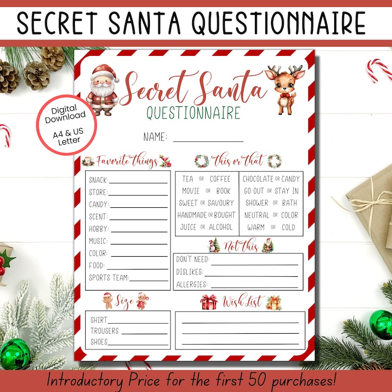 Stocking Stuffer Questionnaire - Etsy