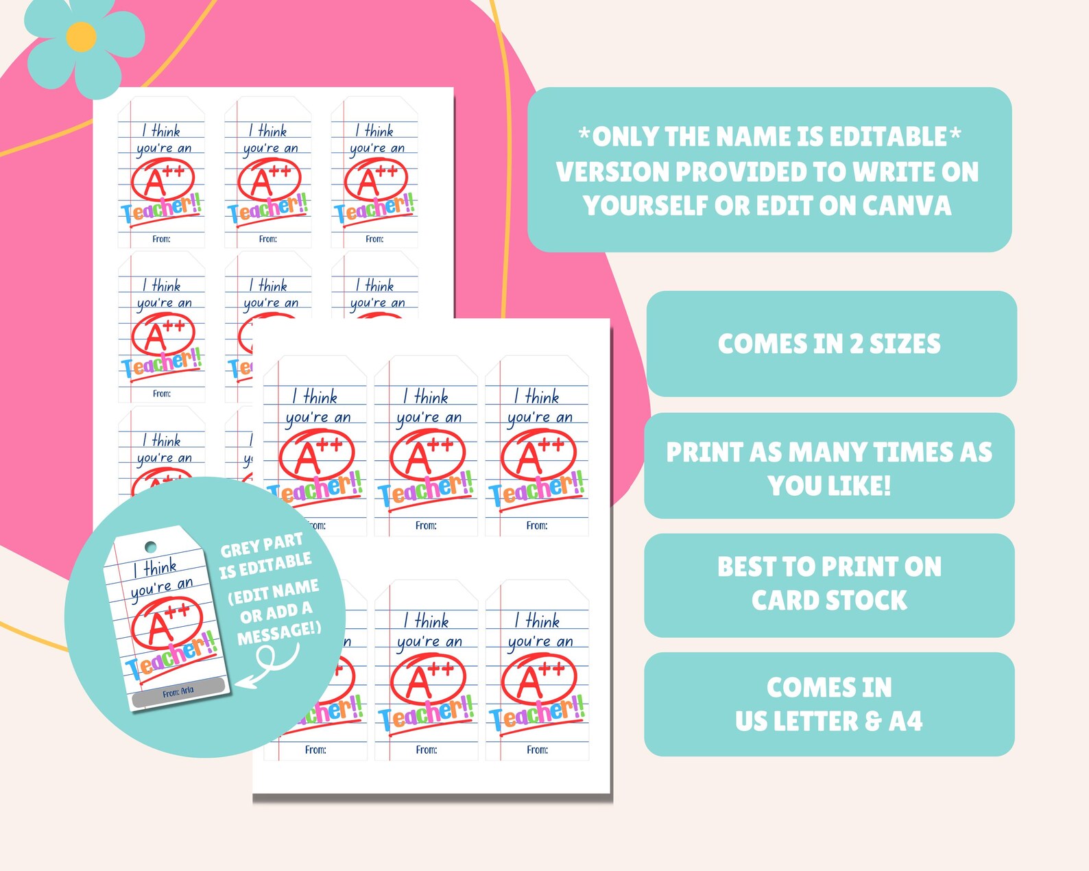 Teacher Appreciation Gift Tag, Staff Appreciation Gift Tag, Teacher ...