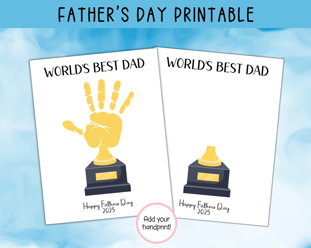 Father's Day Printable, World's Best Dad Handprint Art, Fathers Day ...