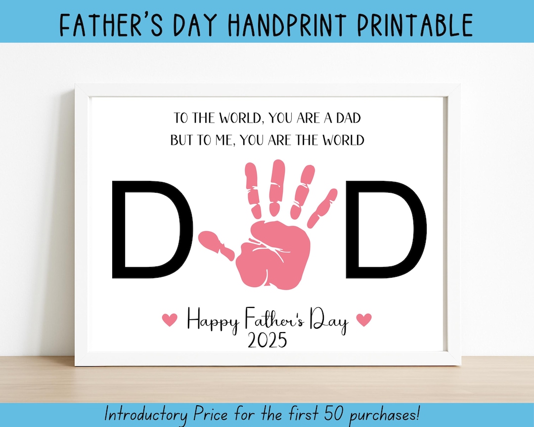 Father's Day Printable, Handprint Art, Fathers Day Gift, Fathers Day ...
