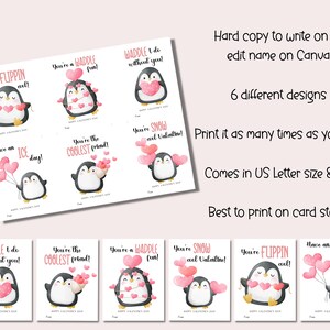 EDITABLE Penguin Valentine Cards, Classroom Valentines Day Cards, Kids ...