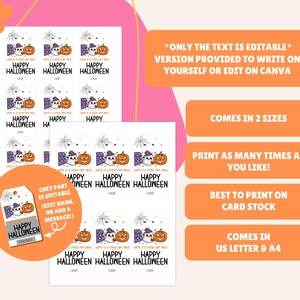 EDITABLE Halloween Gift Tag, Halloween Class Gift Tag, Halloween Favor ...