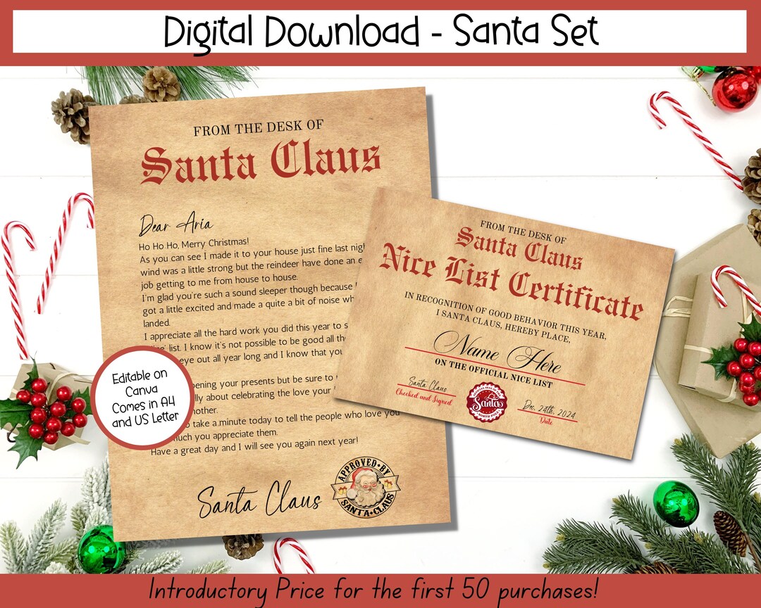 EDITABLE Letter From Santa, Printable Santa Stationary, Official Santa ...
