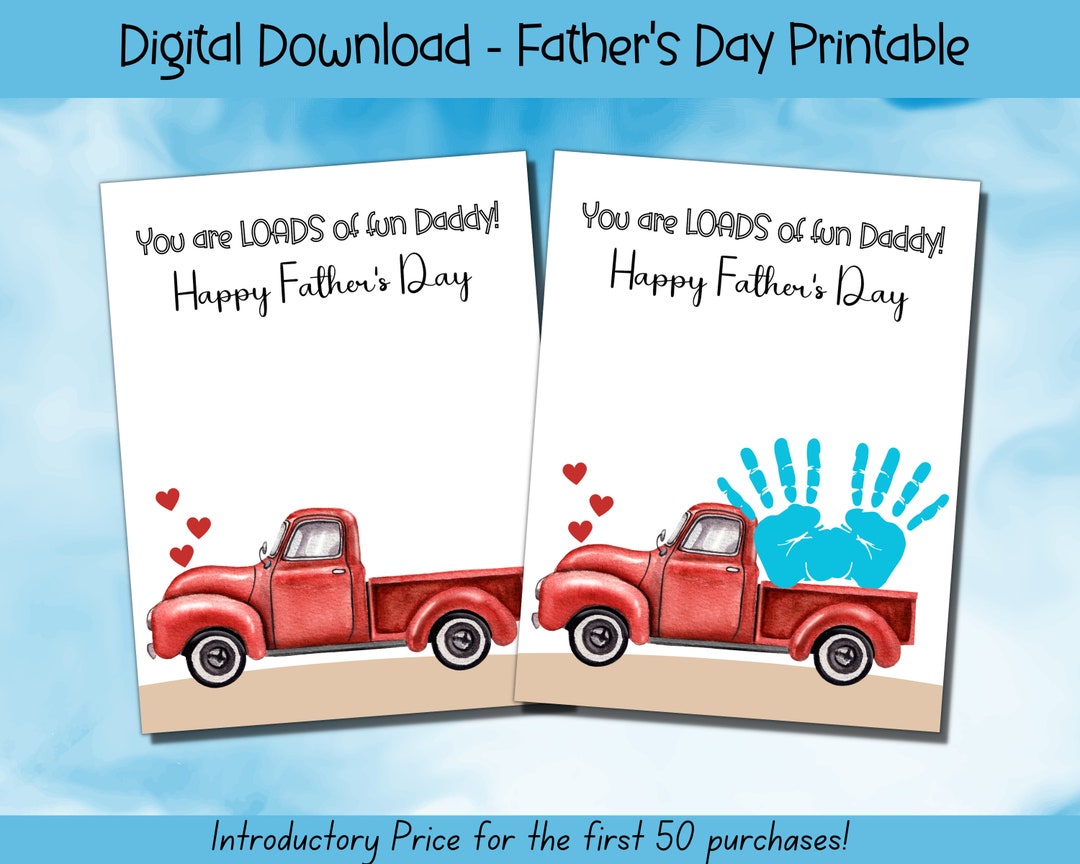 Father's Day Printable, Truck Load Handprint Art, Fathers Day Gift ...