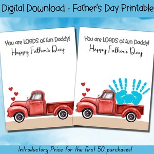 Father's Day Printable, Truck Load Handprint Art, Fathers Day Gift ...