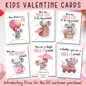 EDITABLE Koala Valentine Cards, Classroom Valentines Day Cards, Kids ...