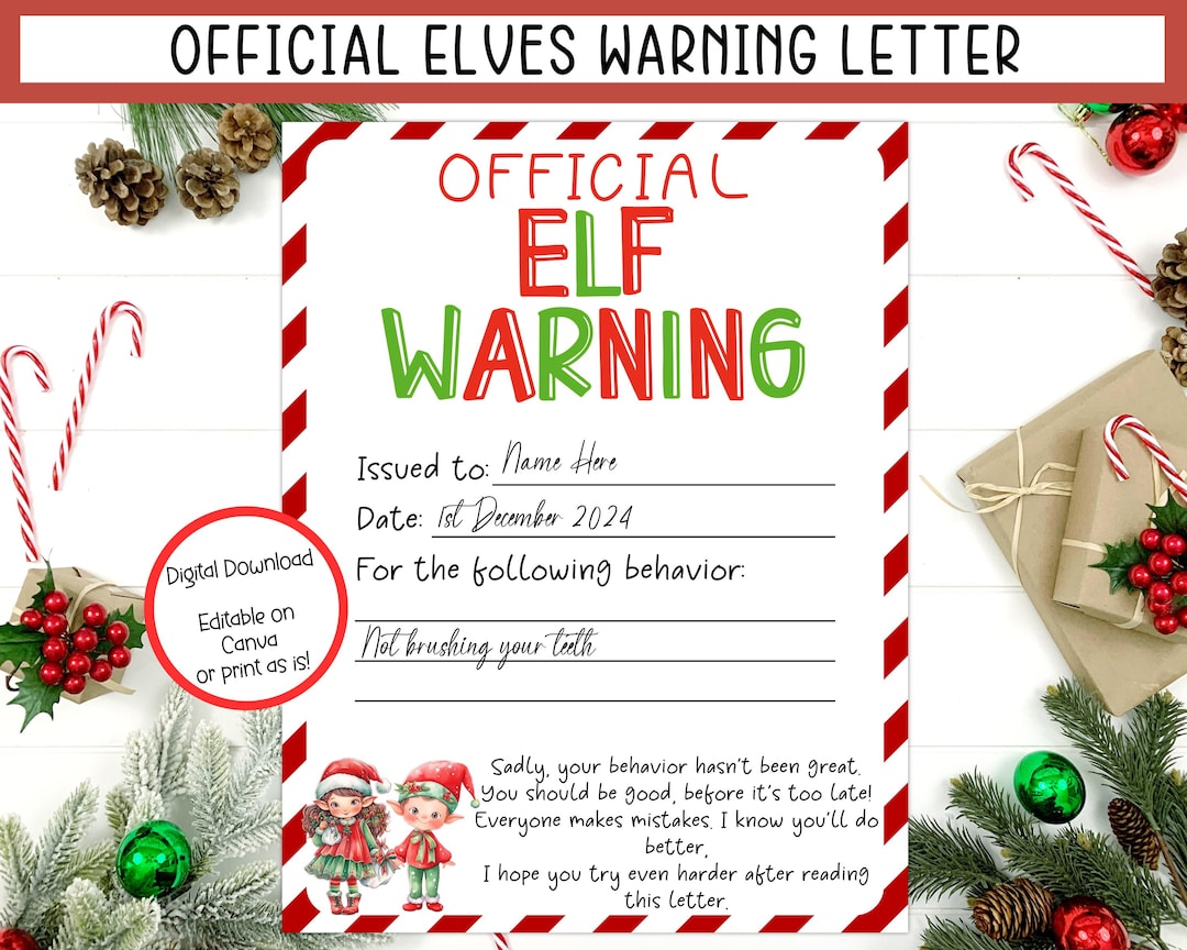 EDITABLE Elf Warning Letter, Multiple Elves, Elf Behaviour Letter, Elf ...