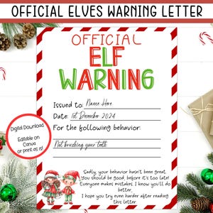 EDITABLE Elf Warning Letter, Multiple Elves, Elf Behaviour Letter, Elf ...