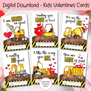EDITABLE Printable Construction Valentine Cards, Classroom Valentines ...
