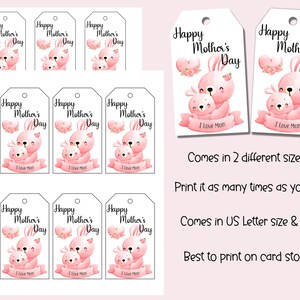Bunny Mothers Day Gift Tag, Mothers Day Tag, Mother's Day Printable ...