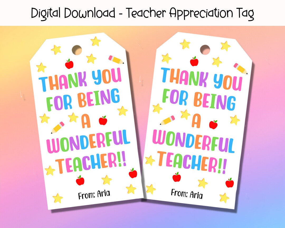 EDITABLE Teacher Appreciation Gift Tag, Staff Appreciation Gift Tag ...