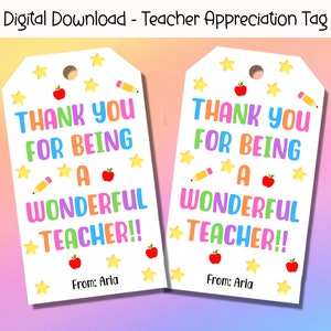 EDITABLE Teacher Appreciation Gift Tag, Staff Appreciation Gift Tag ...