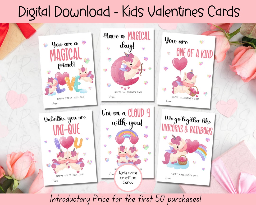 EDITABLE Unicorn Valentine Cards, Classroom Valentines Day Cards, Kids ...