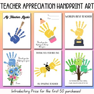 Teacher Appreciation Handprint Art Bundle, Teacher Appreciation Gift ...