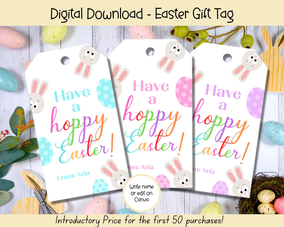 EDITABLE Colourful Easter Bunny Gift Tags, Easter Printables, Kids ...