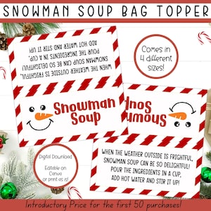 EDITABLE Snowman Soup Tag, Snowman Soup Printable, Hot Chocolate Gift ...