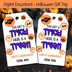 EDITABLE Halloween Gift Tag, Halloween Favor Tag, Trick or Treat Favor ...