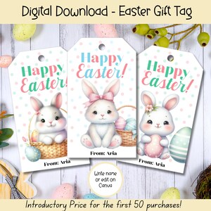 EDITABLE Cute Easter Gift Tags, Easter Printables, Kids Easter Basket ...