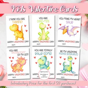 EDITABLE Printable Dinosaur Valentine Cards, Classroom Valentines Day ...